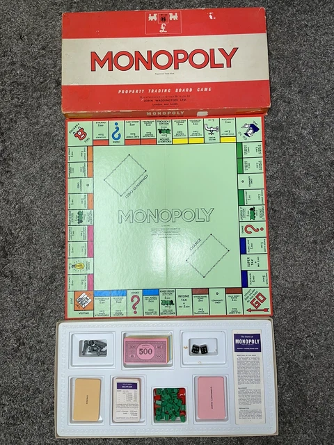 VINTAGE 1972 MONOPOLY board game original Red long box 100% COMPLETE ...