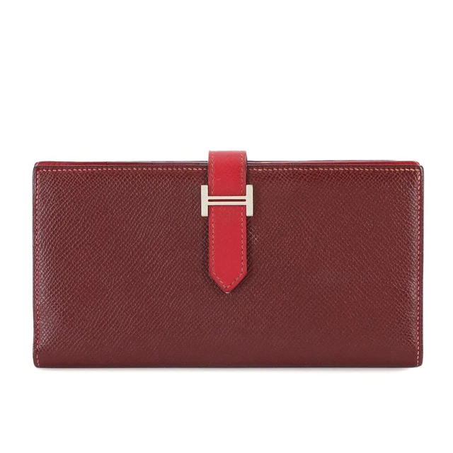 HERMES HERMÈS BEARN Soufflet Bifold Long Wallet, Epson Rouge H, Kazac ...