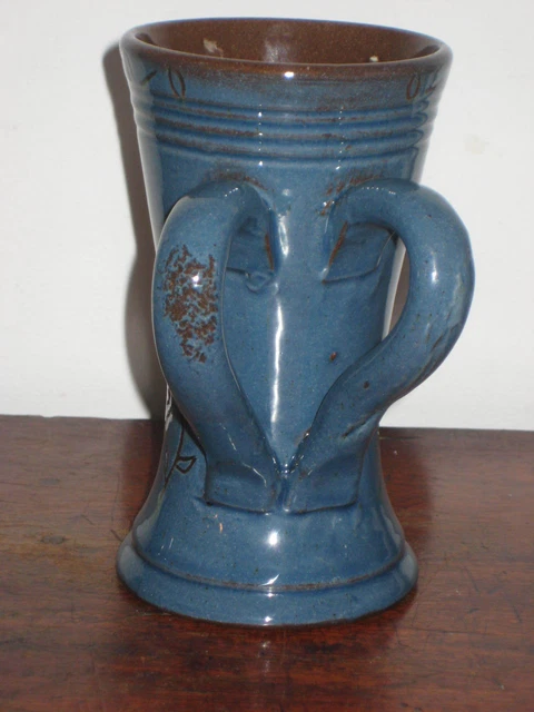 TORQUAY DEVON POTTERY Twin Handled Cup Motto Persuuasion Is Better Than ...