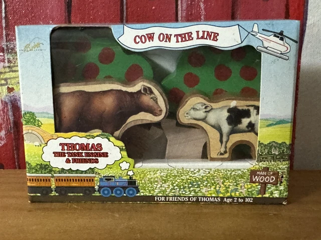 COW ON THE Line 1994 UK Box Thomas The Tank Engine Wooden Railway Train ...