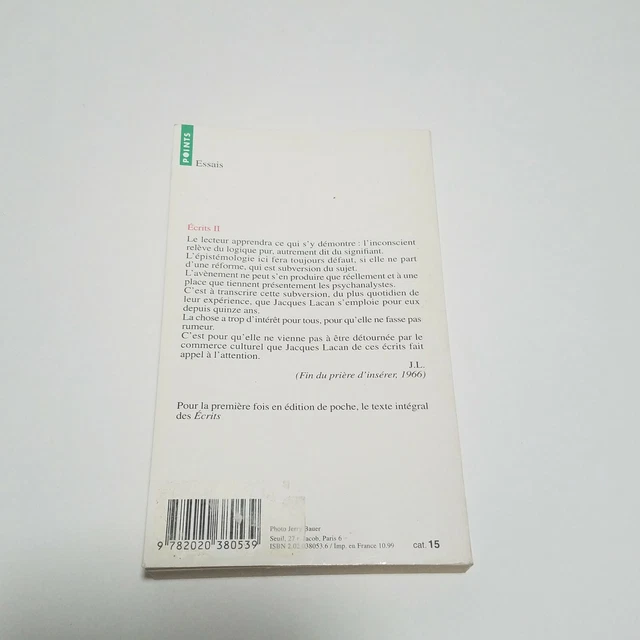 ECRITS II TEXTE Intergral by Lacan, Jacques - 1999 (French Edition) $28 ...