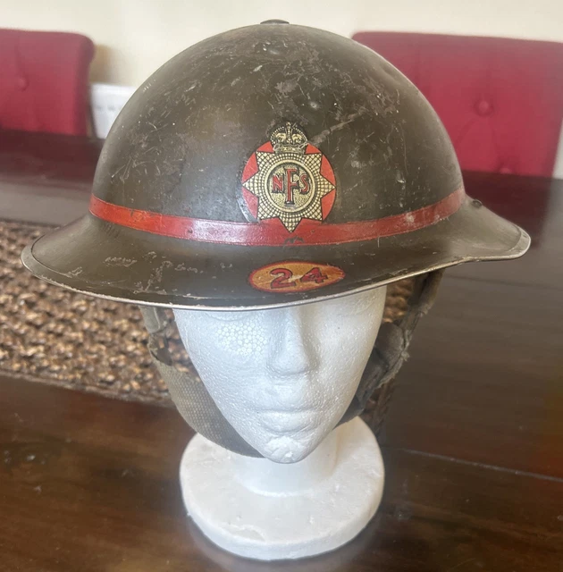 WW2 NFS NATIONAL Fire Service Metal Brodie Helmet Area 24 Birmingham ...