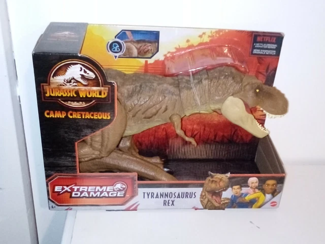 JURASSIC WORLD T REX Extreme Damage Camp Cretaceous MIB Great Toy $29. ...