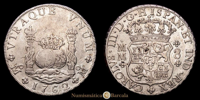 CARLOS III. 8 Reales. (26,82 g.). México. 1762. Ensayador M·M. Aureo y ...