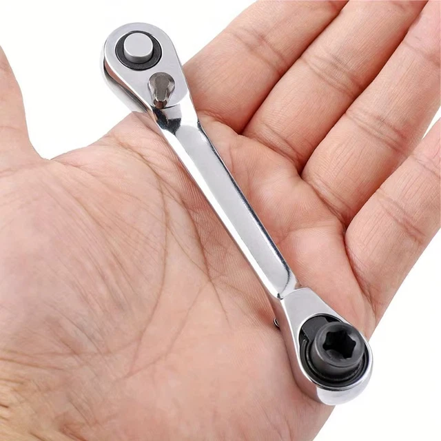 MINI 2-IN-1 QUICK Socket Ratchet Wrench Handle 1/4in Chrome Vanadium ...