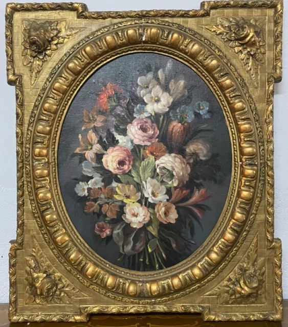 LE GUEN ANCIEN tableau huile sur toile au couteau nature morte bouquet fleurs... EUR 49,00 ...
