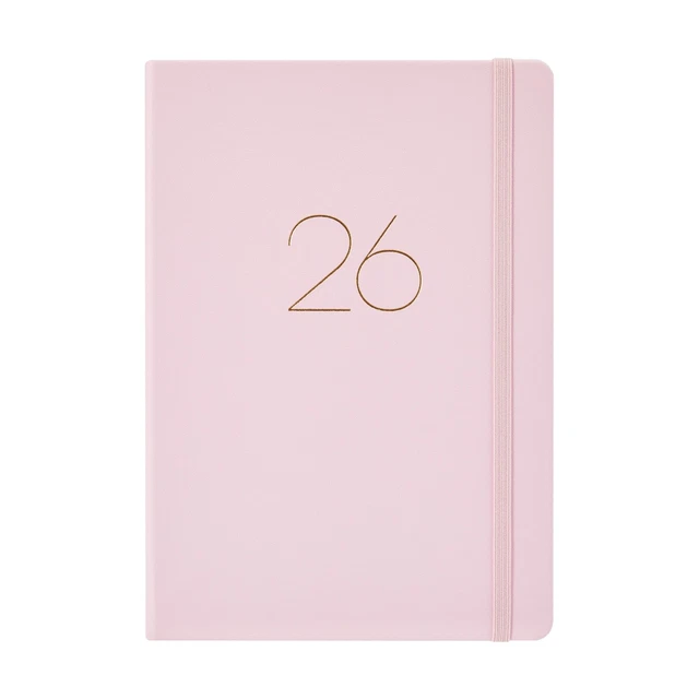 2026 WEEKLY DIARY Planner Pink A5 Organizer with Elastic Band & Ruled ...