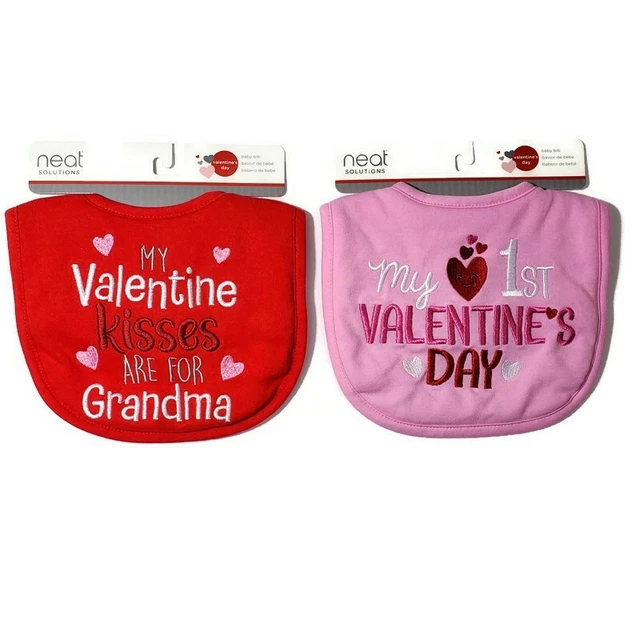 MY 1ST VALENTINES Day Baby Bibs Kisses Are For Grandma Neat Solutions ...