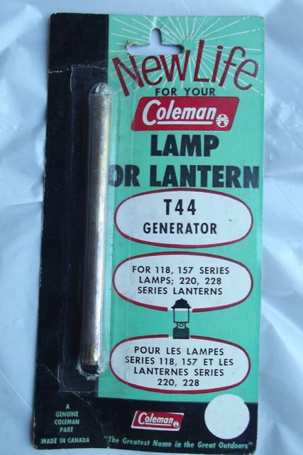 COLEMAN LAMP LANTERN T44 Generator New Old Stock On Card $39.99 ...