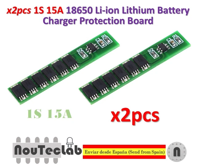 2PCS 1S 15A 3.7V Li-ion Lithium Lion 18650 Battery Protection Board BMS ...