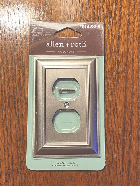ALLEN + ROTH Cosgrove Single Duplex Wall Plate Satin Nickel 0142899 ...