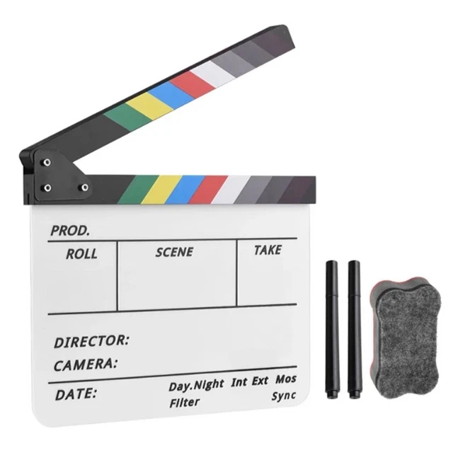 ACRYLIC PRODUCTION SLATES with Color Clapper Sticks with Dry Erases ...
