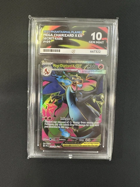 MEGA CHARIZARD X EX 109/094 Phantasmal Flames ACE 10 GEM MINT Pokemon ...