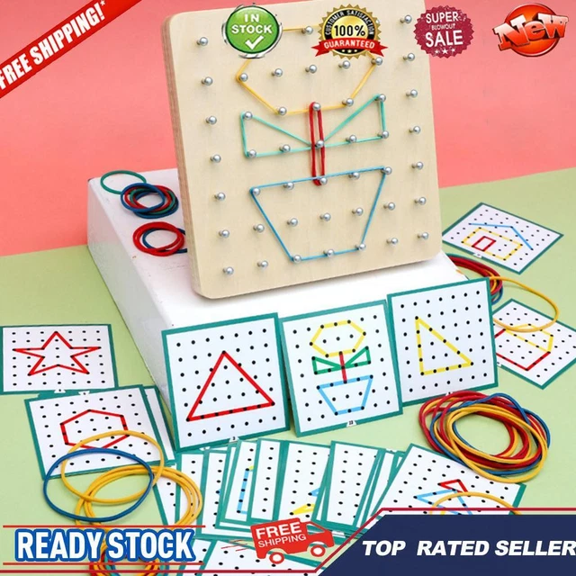 WOODEN GEOBOARD MOTOR Skills Toy Matrix 8x8/7x7 Figures and Shapes ...