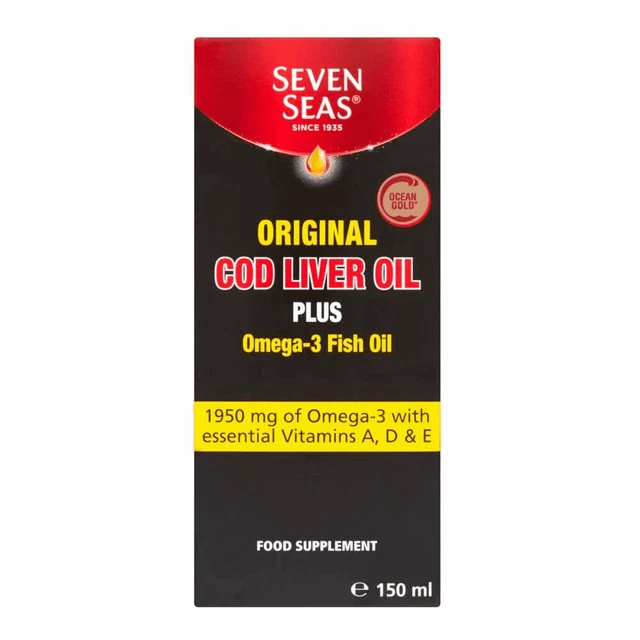 SEVEN SEAS ORIGINAL Cod Liver Oil Plus Omega-3 Fish Oil 450ml Vitamins ...
