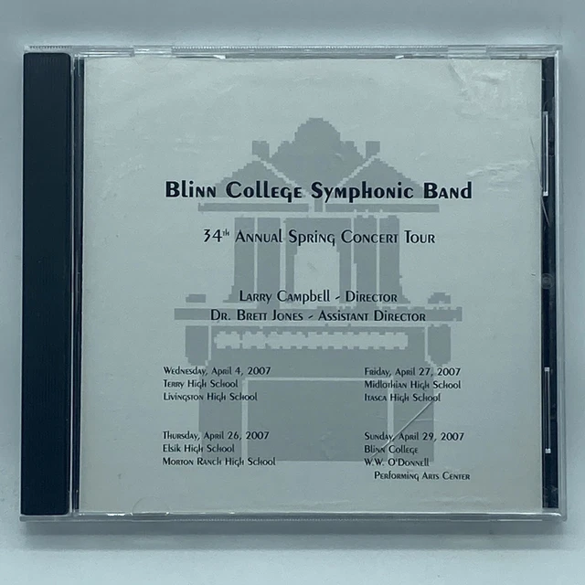 BLINN COLLEGE SYMPHONIC Band "34th Annual Spring Concert Tour" CD OOP ...