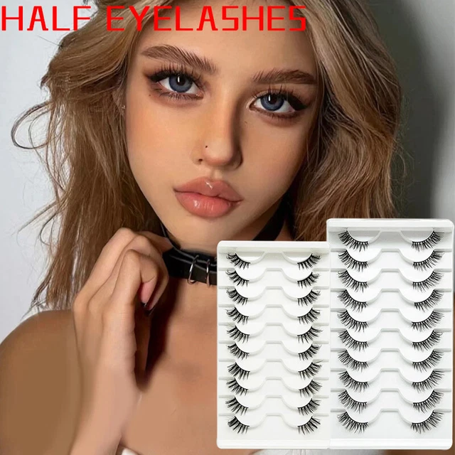10 PAIRES 3D Faux Mink Half Corner Eyelashes Faux Natural Fake Eye ...