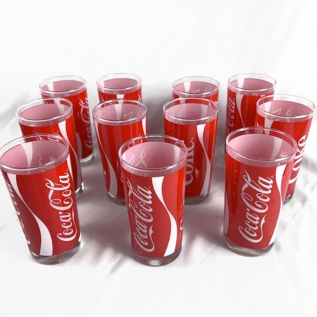 VINTAGE COCA-COLA DRINKING glasses red & white logo 1970s Lot of 11 £41 ...