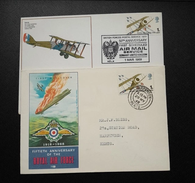 1968 ROYAL AIR Force/1969 BFPO 50th Anniversary First Day Covers. £4.99 ...