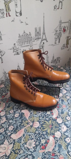 VINTAGE MODS Mens Tan Ankle Boots Oil Resistant Sole UK 9 Made In ...