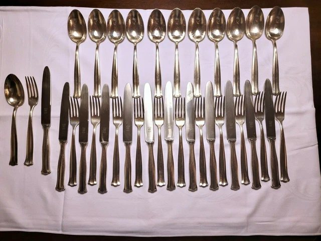WELLNER SILBERBESTECK 90/45, antikes Besteck, 12 Personen, mehrteilig ...