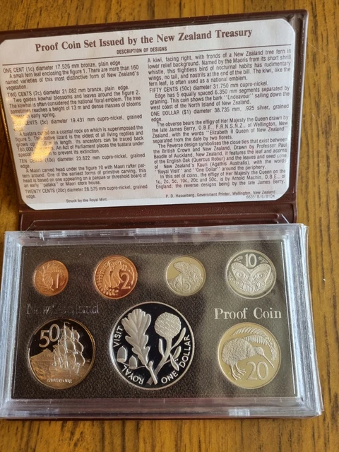 1981 NEW ZEALAND 7 coin proof set : Inc Royal Visit silver Dollar - 27 ...