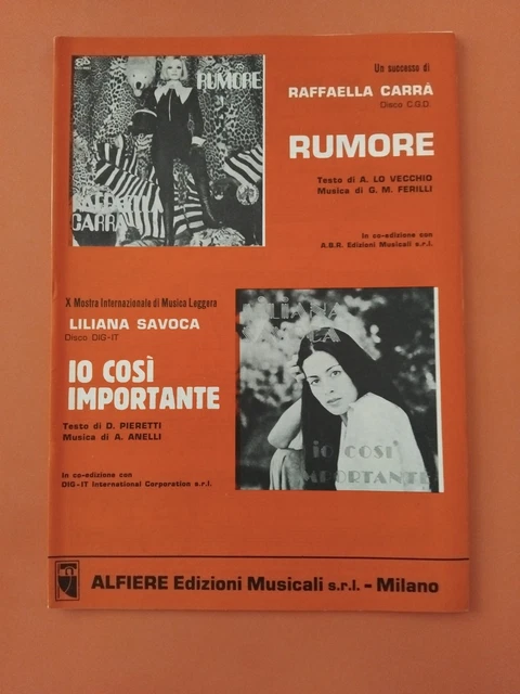 RAFFAELLA CARRA' RUMORE Liliana Savoca Io Così Importante Spartito ...