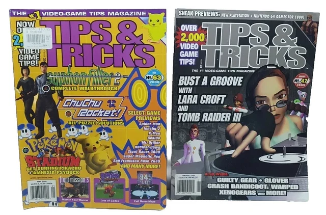 TIPS & TRICKS Magazine 1999 2000 Pair Pokémon Stadium Tomb Raider 3 ...