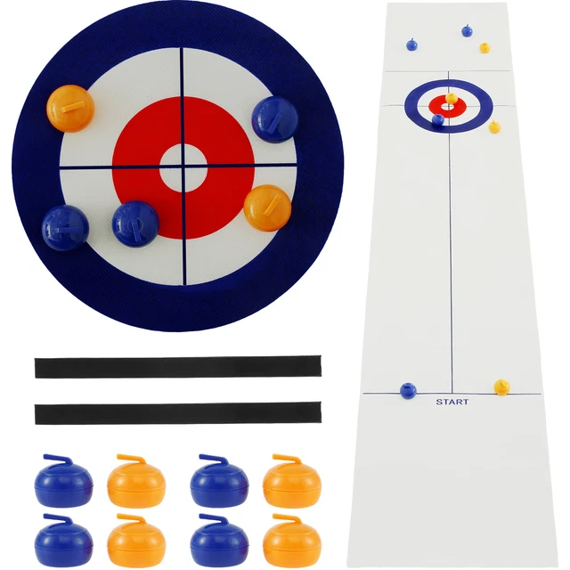 TABLETOP CURLING GAMES Foldable Mini Table Curling Balls Game Compact ...