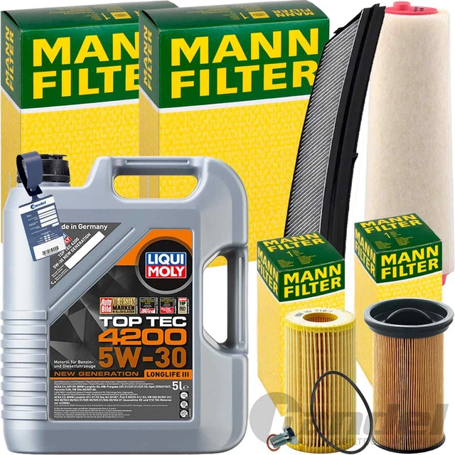 MANN PAQUETE DE Inspección + 5L Liqui Moly 5W-30 Aceite Apto Para para BMW 3er EUR 125,94 ...