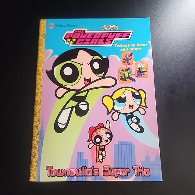 POWERPUFF GIRLS CARTOON Network Folden Books Coloring Book Tattoos 2001 ...
