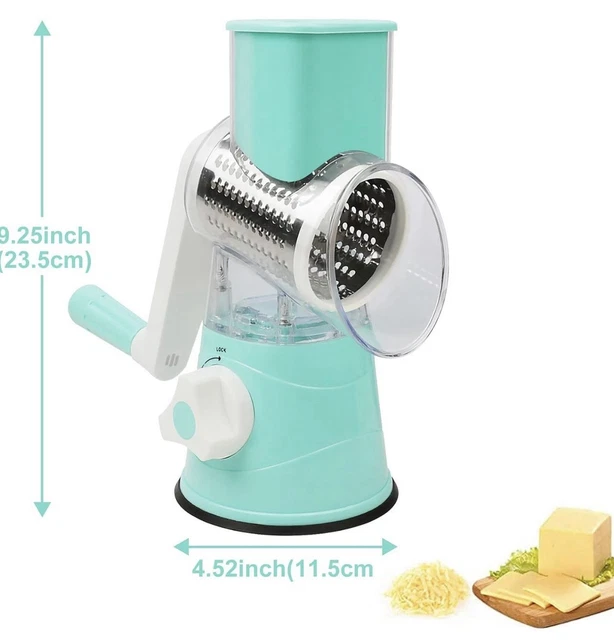 3 DRUM BLADES Cheese Grater Rotary Handheld Fruit Vegetable Slicer ...