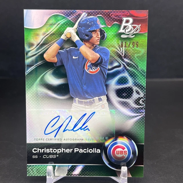 2023 BOWMAN PLATINO Christopher Paciolla #TOP-83 AUTO Verde SP 01/99 ...