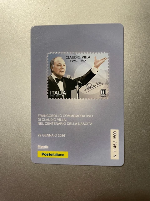 TESSERA FILATELICA ITALIA 2026 Nuova " Claudio Villa " EUR 6,00 ...