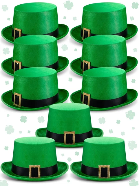 ST. PATRICK'S DAY Top Hat Leprechaun Green Irish Velvet Top Hat for ...