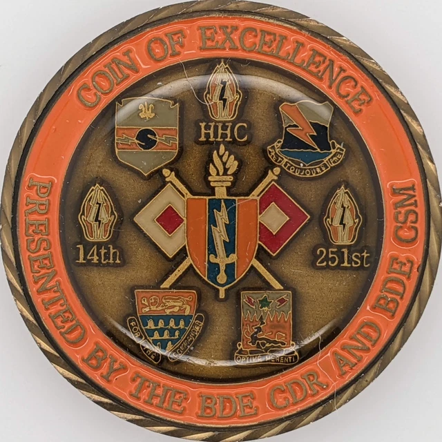 US ARMY 14TH & 251st Div Excellence Challenge Coin de BDE | CDR et BDE ...