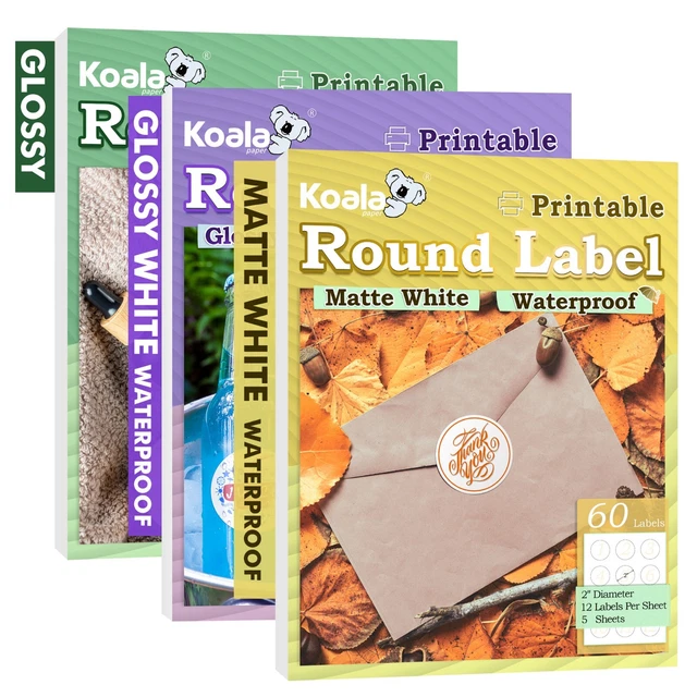 LOT KOALA PRINTABLE Round Label 2 Inch Waterproof Sticker Paper for ...