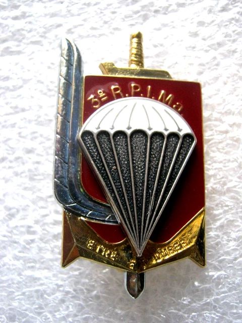 INSIGNE PARACHUTISTE TROUPES DE MARINE LE 3° RPIMa Y. DELSART ETAT ...