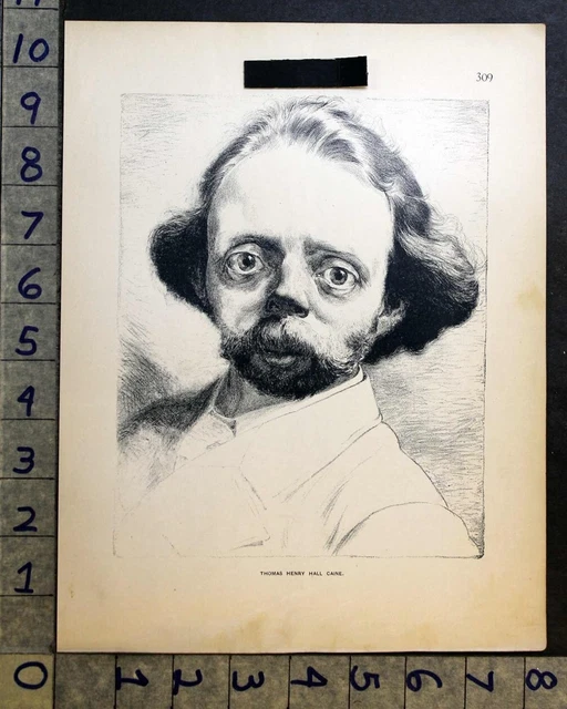 1897 THOMAS HENRY Hall Caine Écrivain Romancier Poète Caricature Art ...