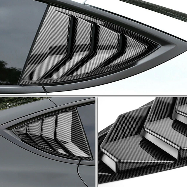 CARBON FIBER REAR Window Louver Shutter Cover Fits Tesla Model 3 2017 ...