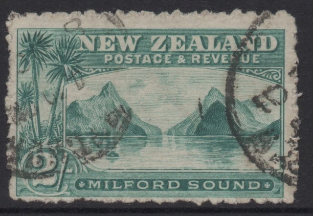 NEW ZEALAND 1898 Pictorials 2/-Green "Milford Sound" Stamp Vfu $65.00 ...