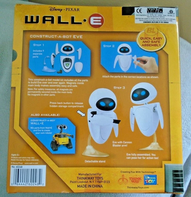 DISNEY PIXAR WALL-E Construct-a-Bot Eve Thinkway Toys Brand New in ...