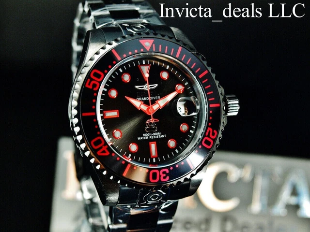 INVICTA MEN'S 47MM Grand Diver AUTOMATIC NH35A BLACK DIAL Black/Red ...