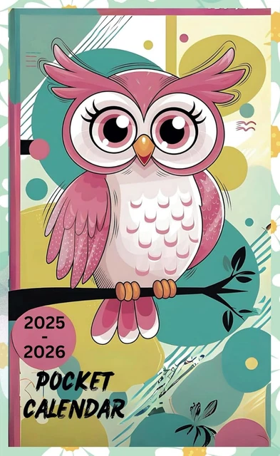 2025-2026 POCKET CALENDAR Owls: Small Size Monthly Planner for Purse ...