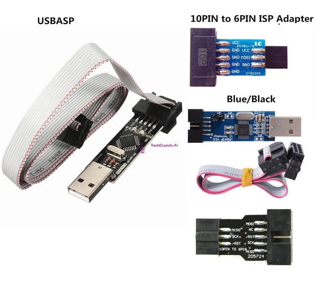 10 PIN CONVERT to 6 Pin Adapter Board+USBASP AVRISP USBISP Programmer ...