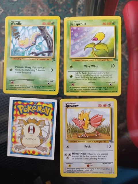 ORIGINAL 1999 2000 Pokemon Cards Spearow Bellsprout Weedle & Merlin ...