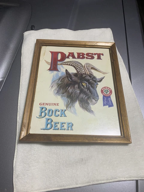 1960S PABST BOCK BEER SIGN POSTER GOAT PBR BLUE RIBBON 14x12 Wood ...