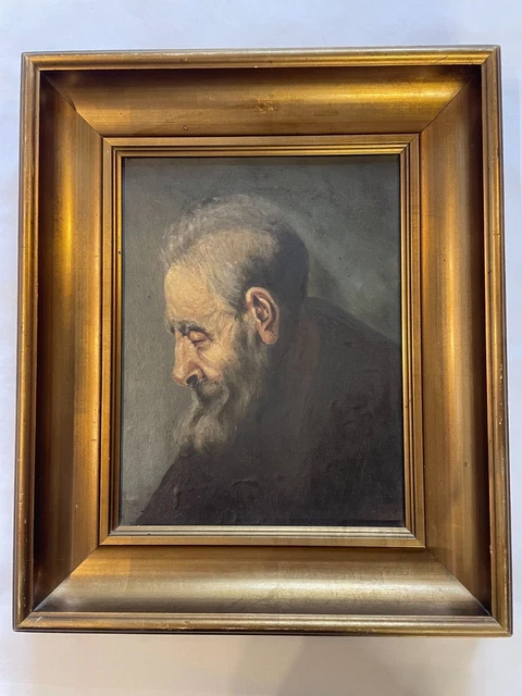 ÖLGEMÄLDE PORTRAIT EINES alten Mannes Greis unleserlich signiert ...