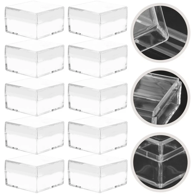 10 PCS CLEAR Transparent Box Storage Boxes with Lids Square Containers ...