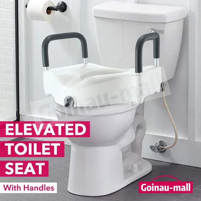 RAISED TOILET SEAT Raiser Arm Rest Disabled Elderly Home Bathroom ...